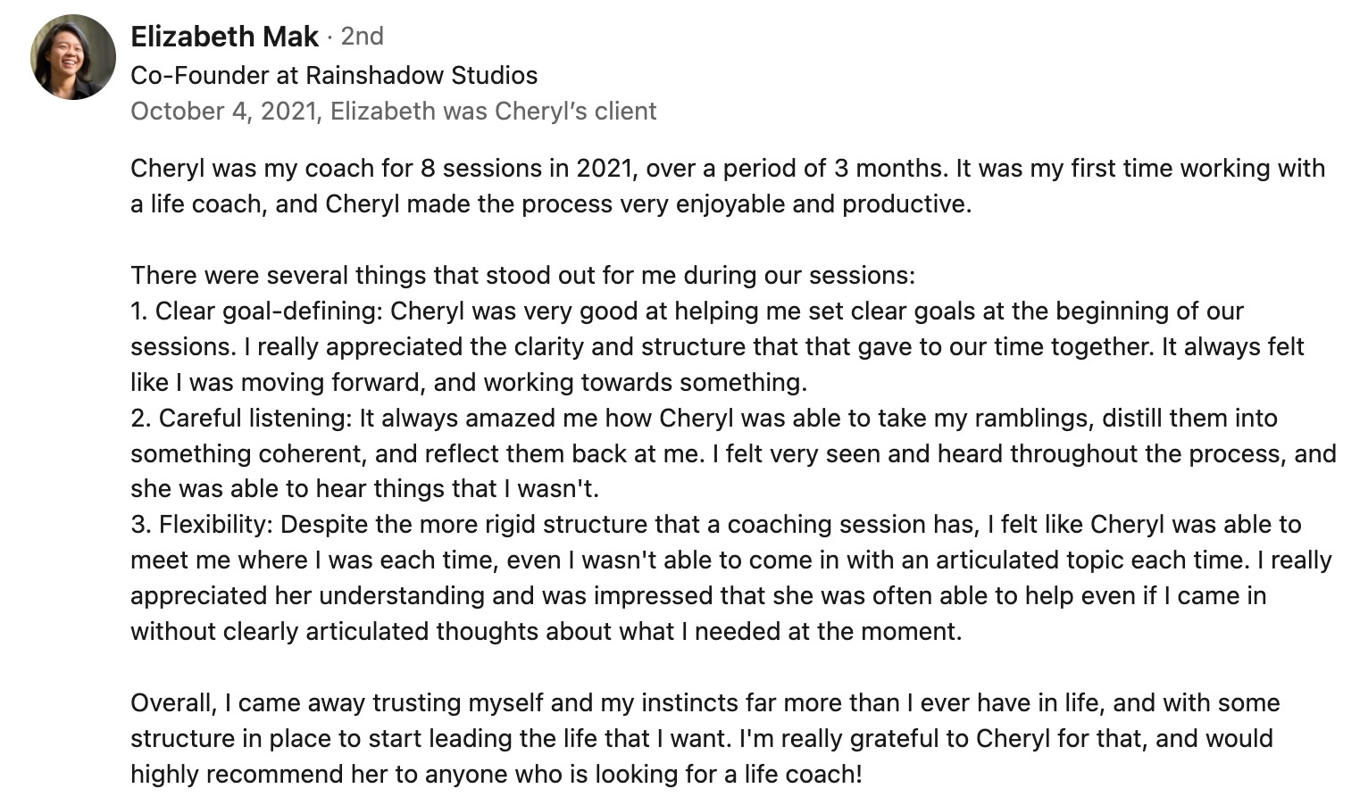 Coaching – Cheryl Sim